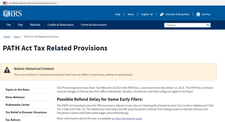 PATH IRS Refund Payment Dates and Processing Delays For Tax Returns ...